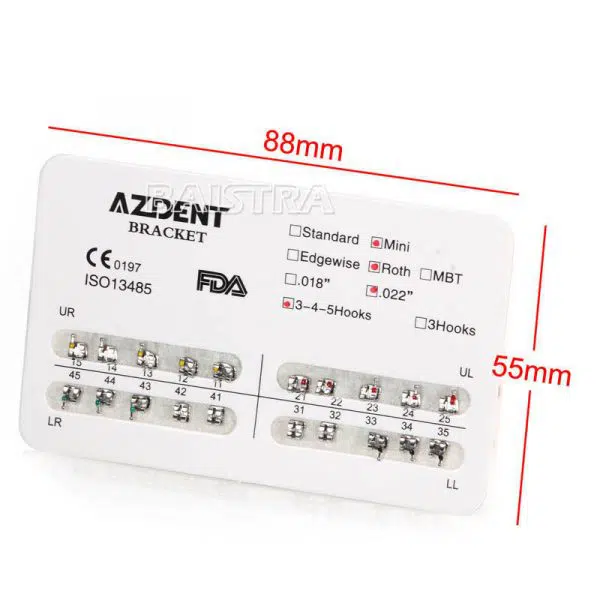 AZDENT Bracket Dental Ortho 3 4 5 Hooks Metal Mini Bracket Braces Roth ...